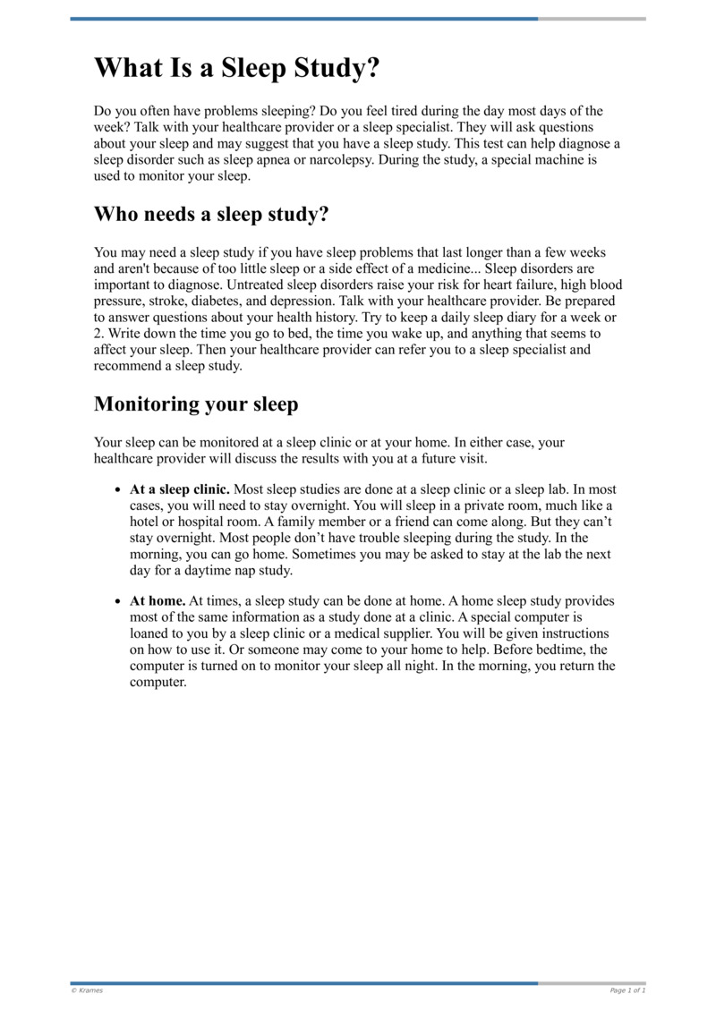 Text - What Is a Sleep Study - HealthClips Online