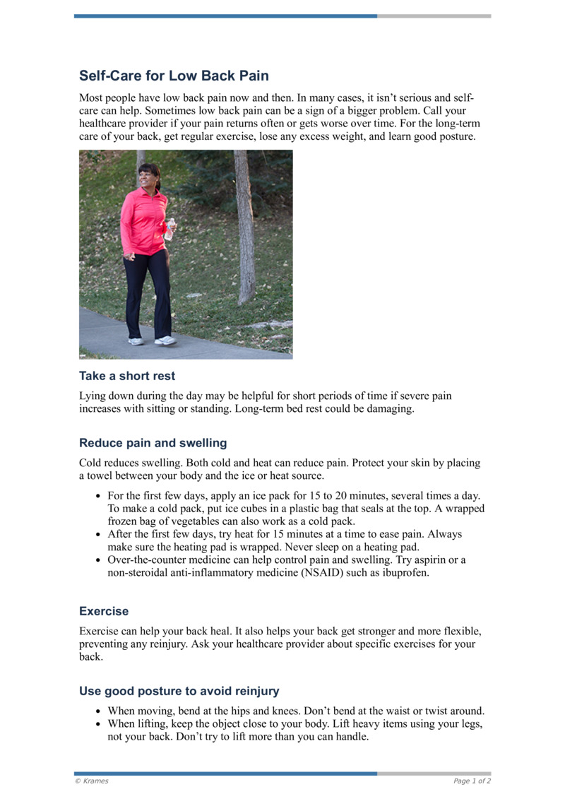 PDF - Self-Care for Low Back Pain - HealthClips Online