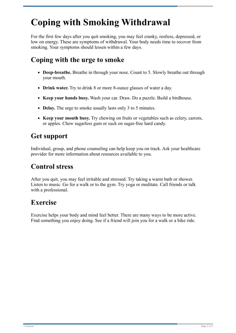 Text - Coping with Smoking Withdrawal - HealthClips Online