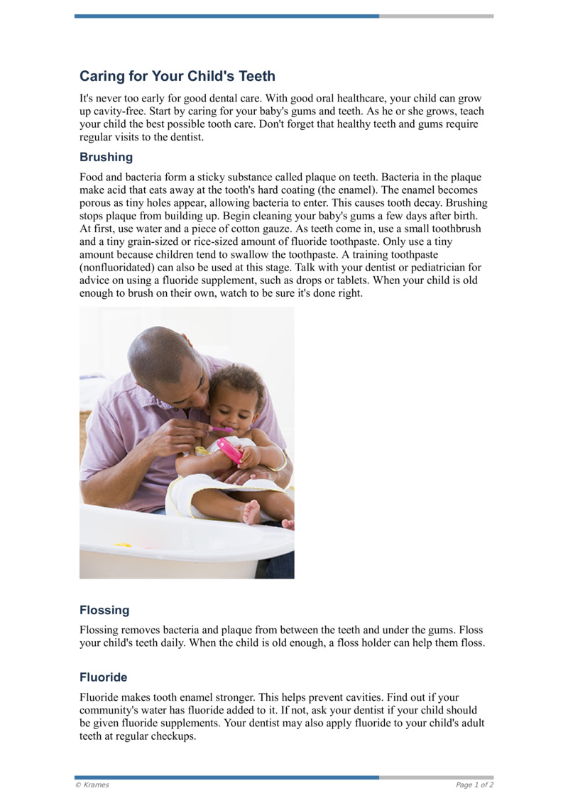 PDF - Caring for Your Child's Teeth - HealthClips Online