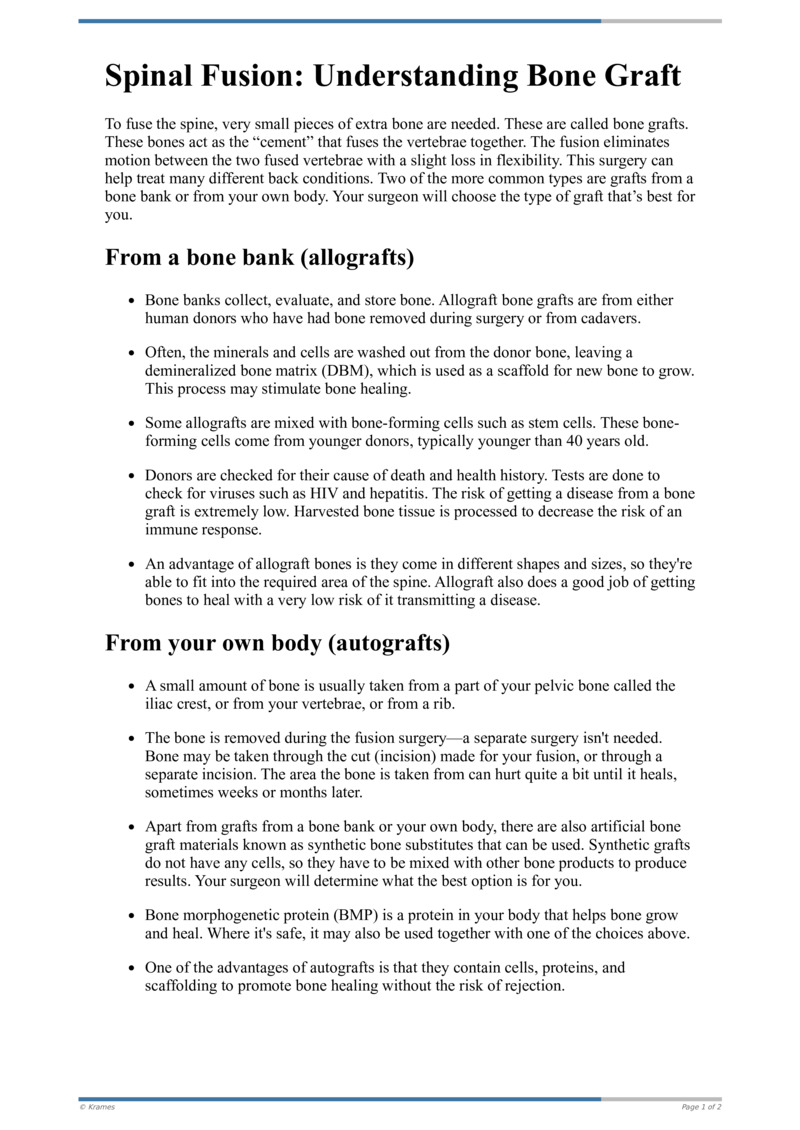 Text - Spinal Fusion: Understanding Bone Graft - HealthClips Online