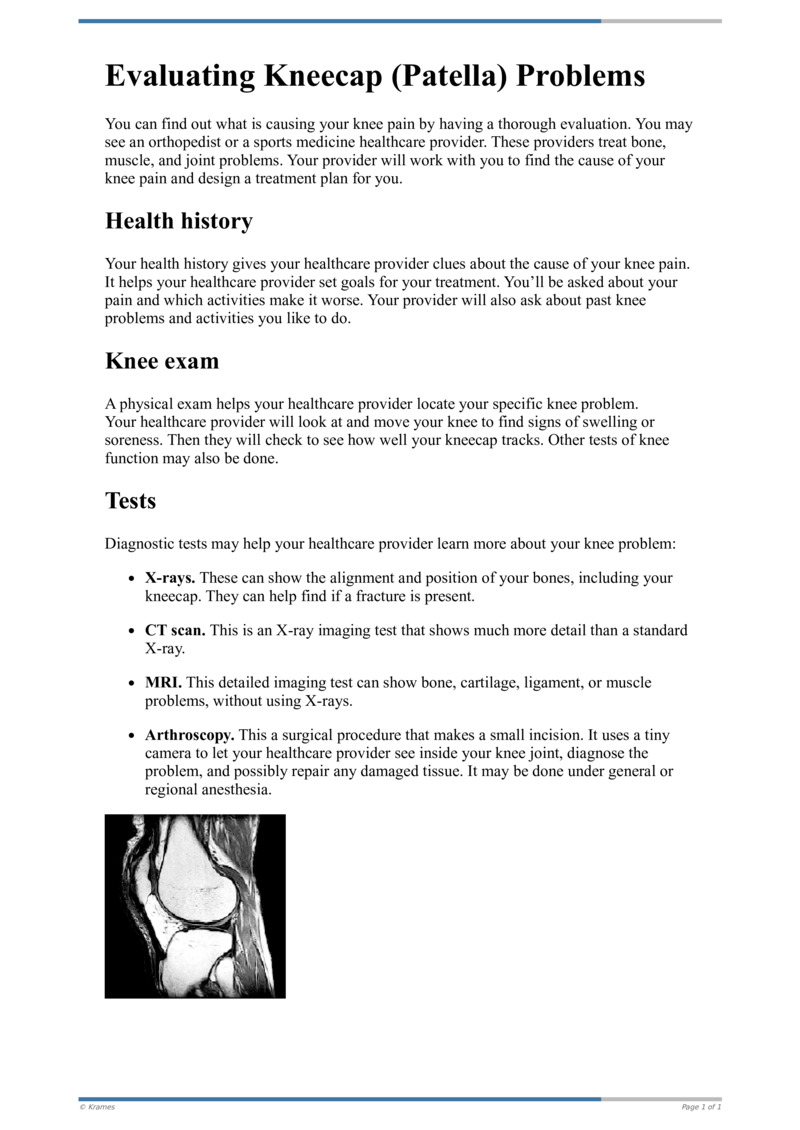 Text - Evaluating Kneecap (Patella) Problems - HealthClips Online