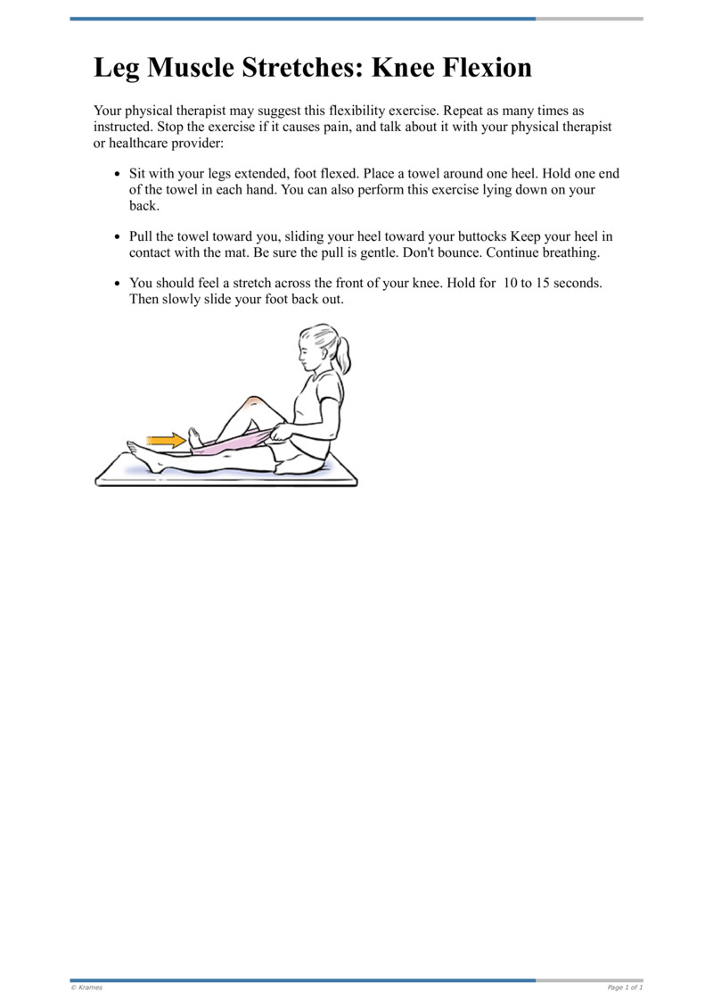 Text - Leg Muscle Stretches: Knee Flexion - HealthClips Online