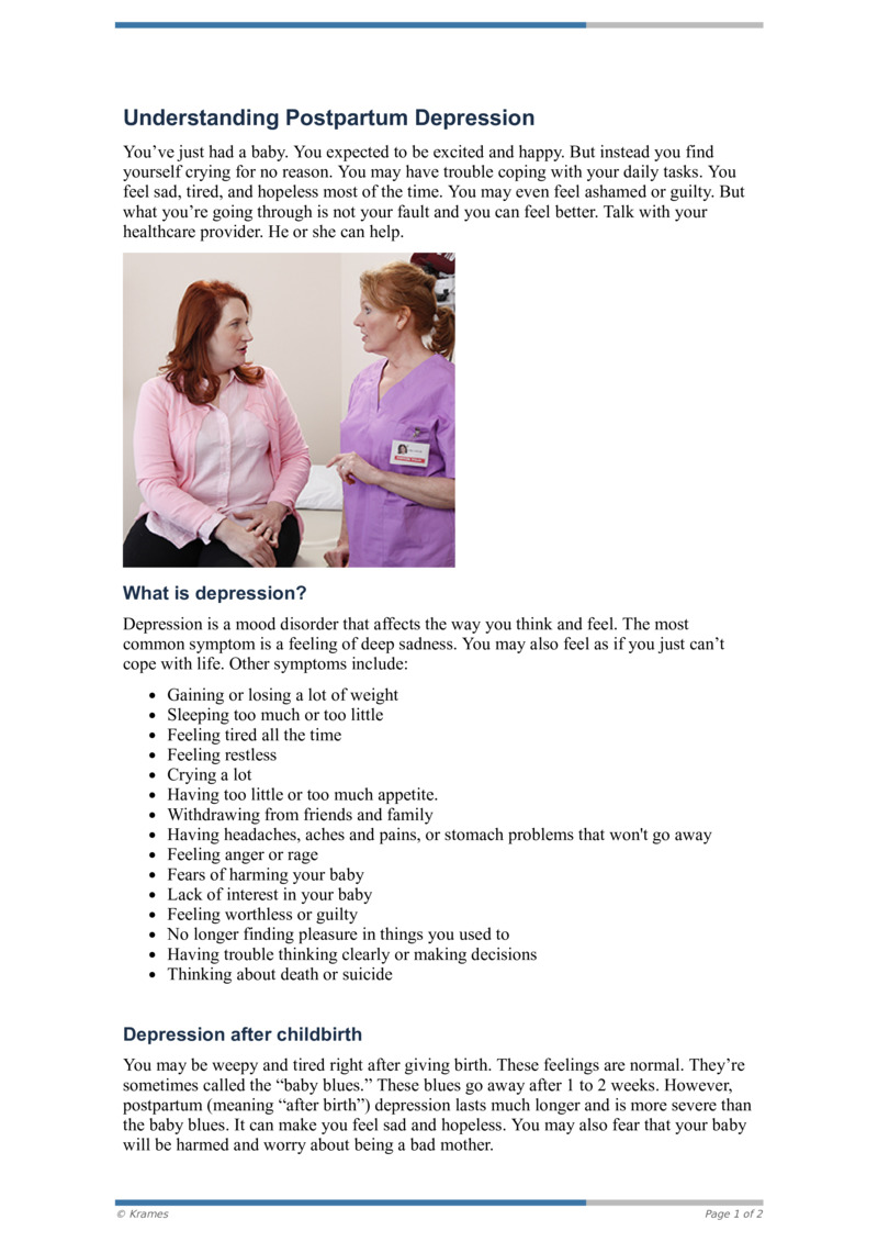Text - Understanding Postpartum Depression - HealthClips Online