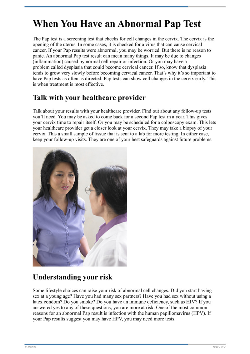 Text - When You Have an Abnormal Pap Test - HealthClips Online