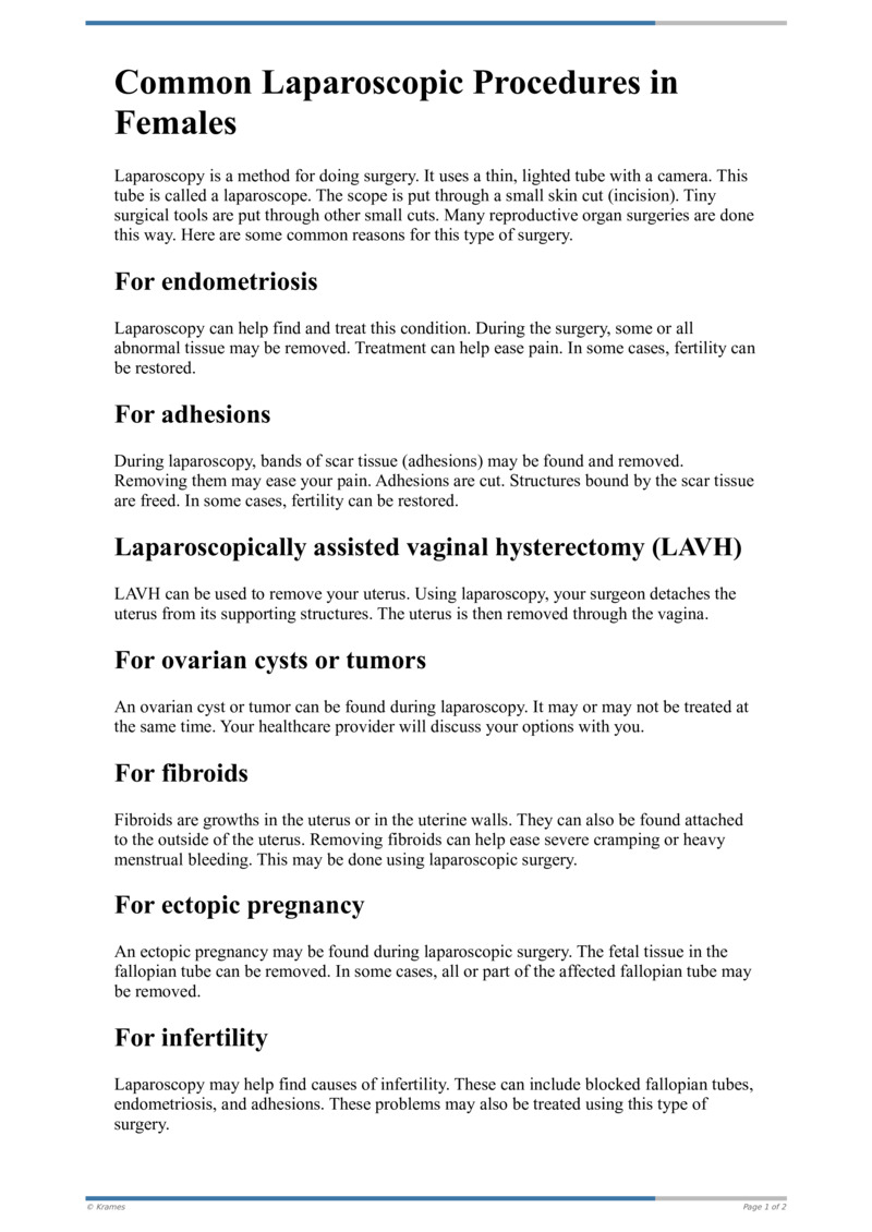 PDF - Common Laparoscopic Procedures in Women - HealthClips Online