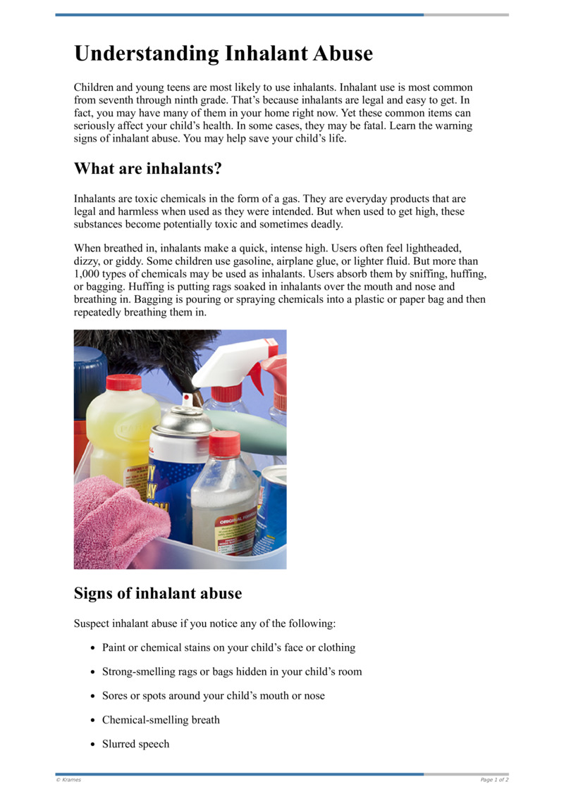Text - Understanding Inhalant Abuse - HealthClips Online