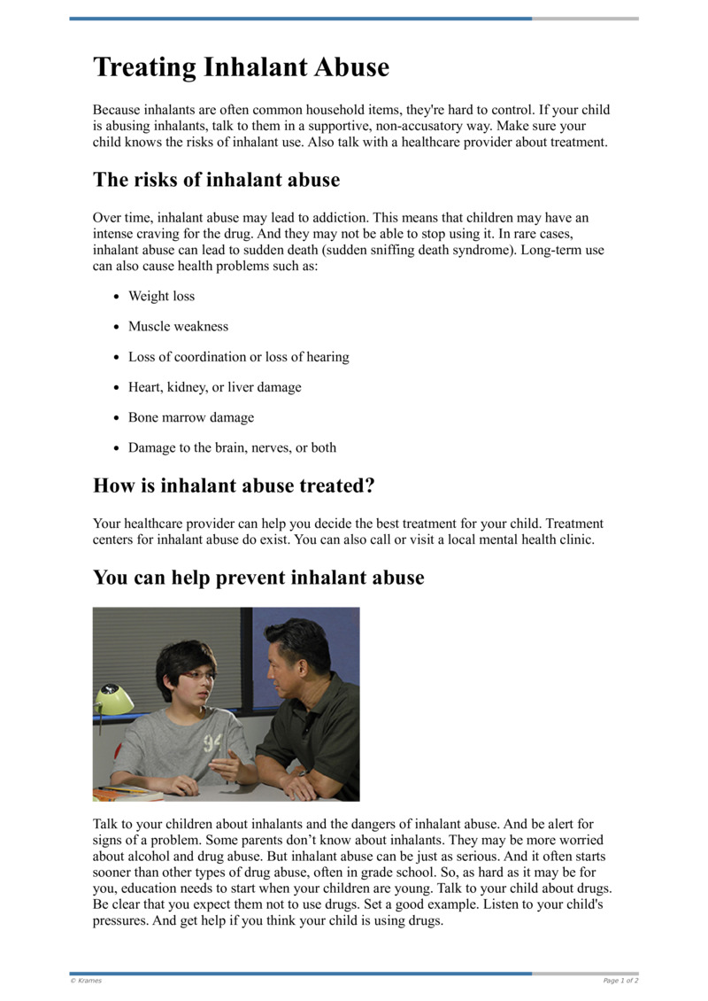 Text - Treating Inhalant Abuse - HealthClips Online