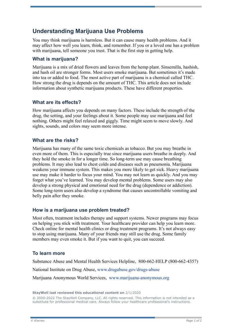 PDF - Understanding Marijuana Abuse - HealthClips Online