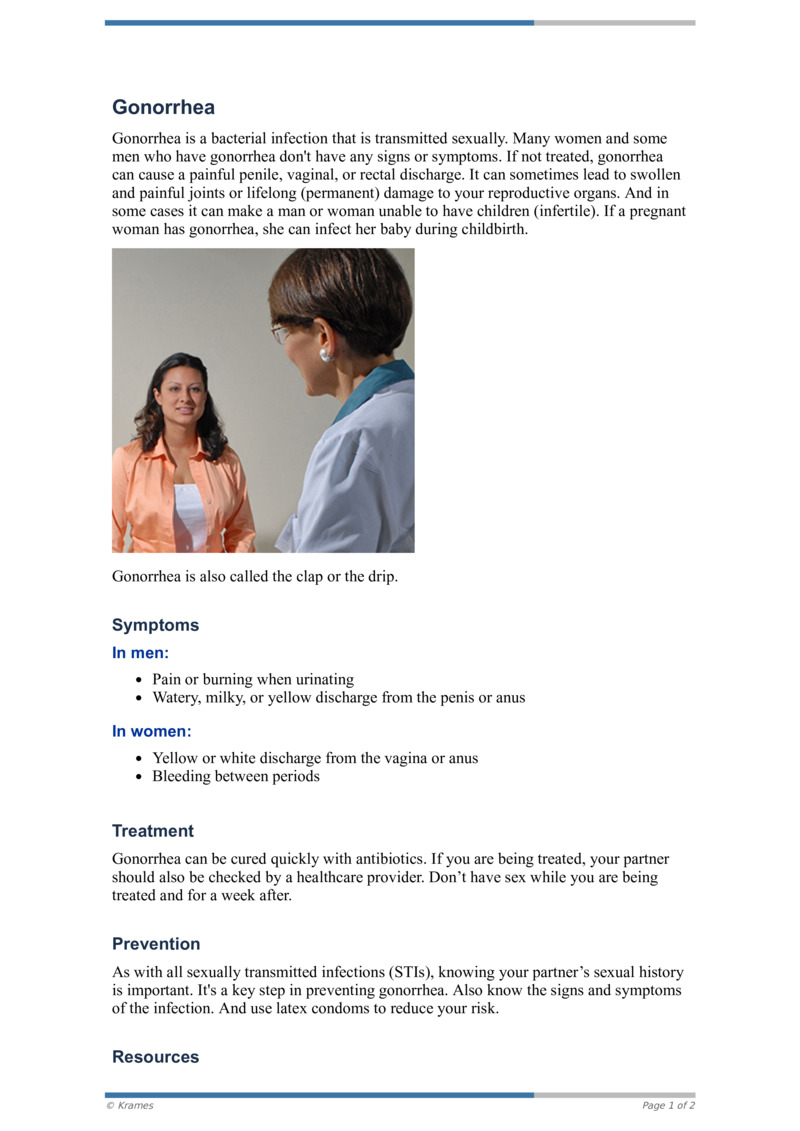 PDF - Gonorrhea - HealthClips Online