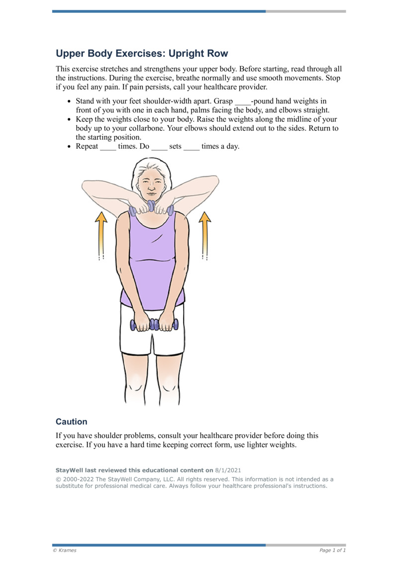 PDF - Upper Body Exercises: Upright Row - HealthClips Online