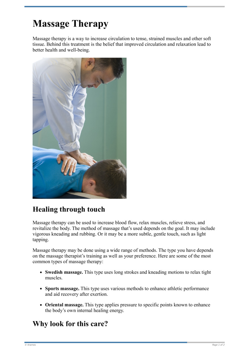 Text - Massage Therapy - HealthClips Online