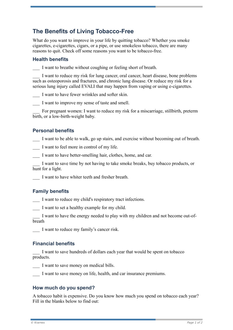 Text - The Benefits of Living Smoke Free - HealthClips Online