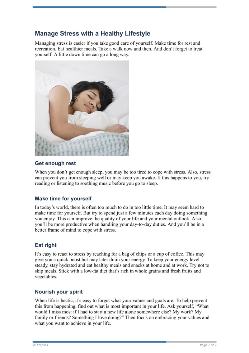 PDF - Manage Stress with a Healthy Lifestyle - HealthClips Online