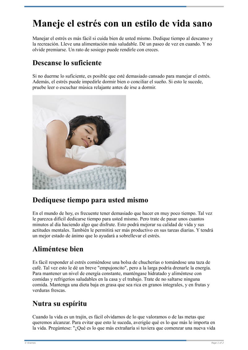 Text - Maneje el estrés con un estilo de vida sano - HealthClips Online