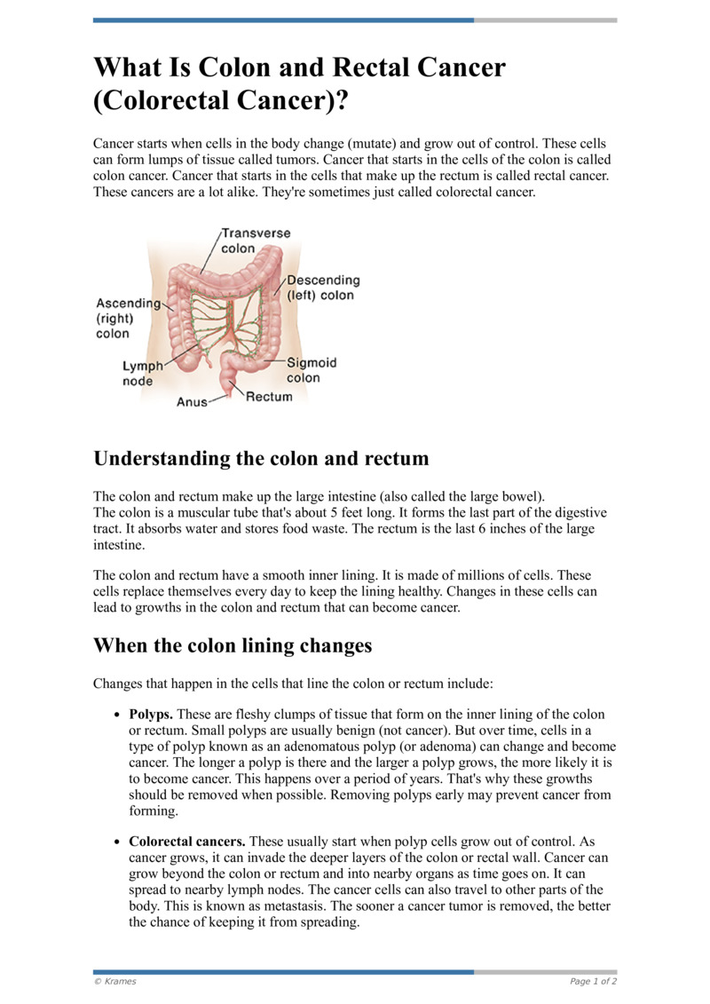 PDF - What Is Colon and Rectal Cancer (Colorectal Cancer ...