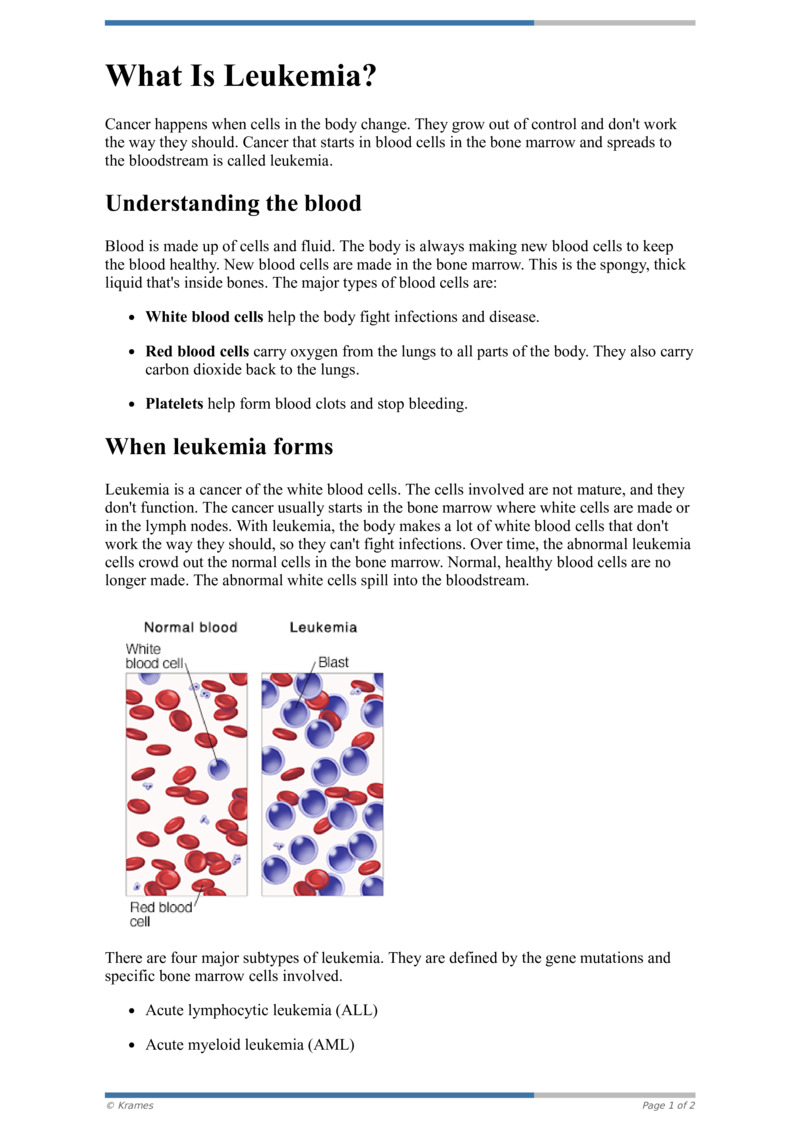 PDF - What Is Leukemia? - HealthClips Online