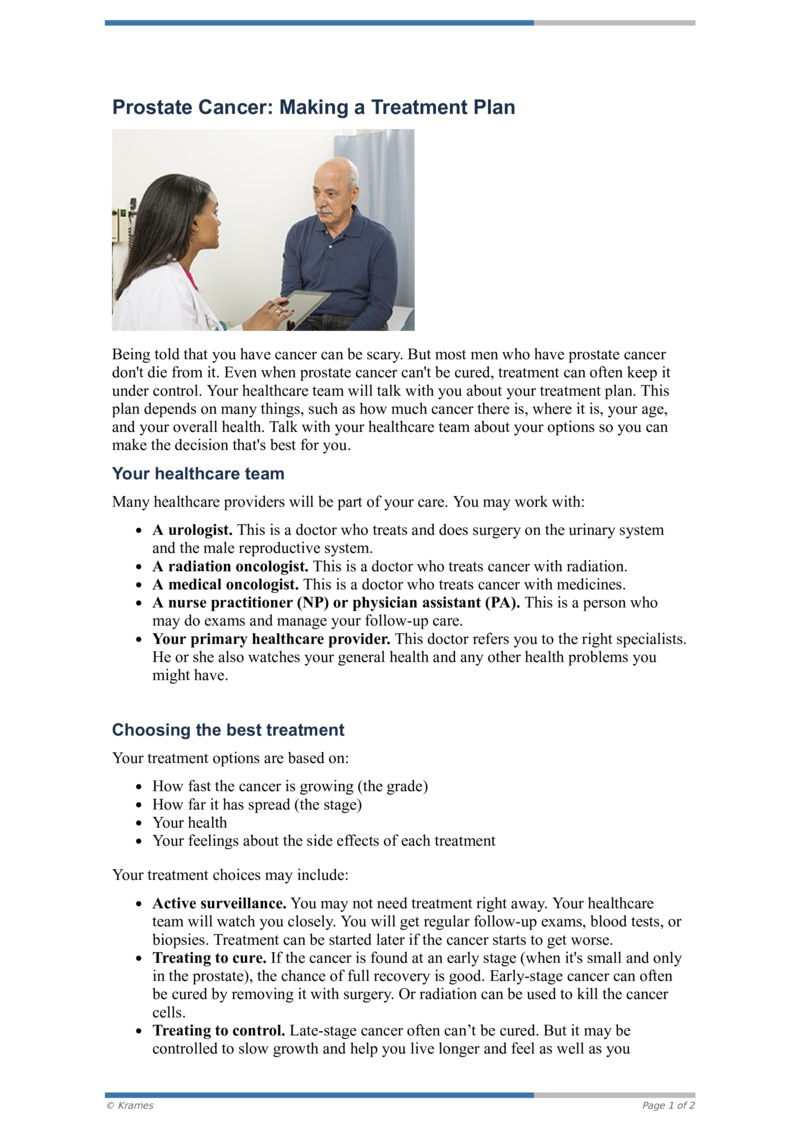 PDF - Prostate Cancer: Making a Treatment Plan - HealthClips Online