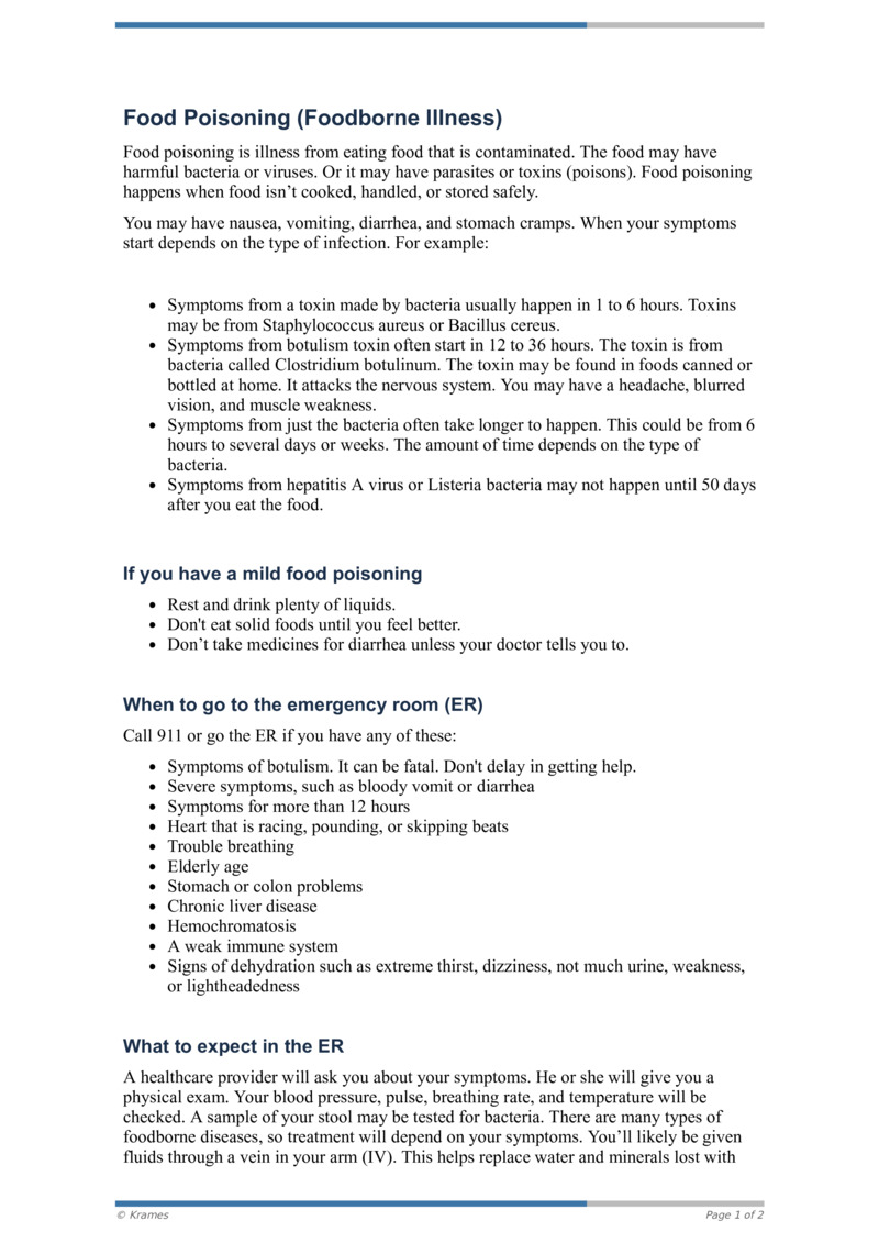 PDF - Foodborne Illness (Food Poisoning) - HealthClips Online
