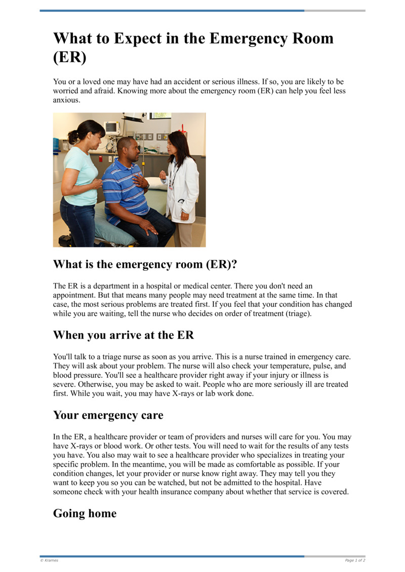 Text - What to Expect in the Emergency Room (ER) - HealthClips Online