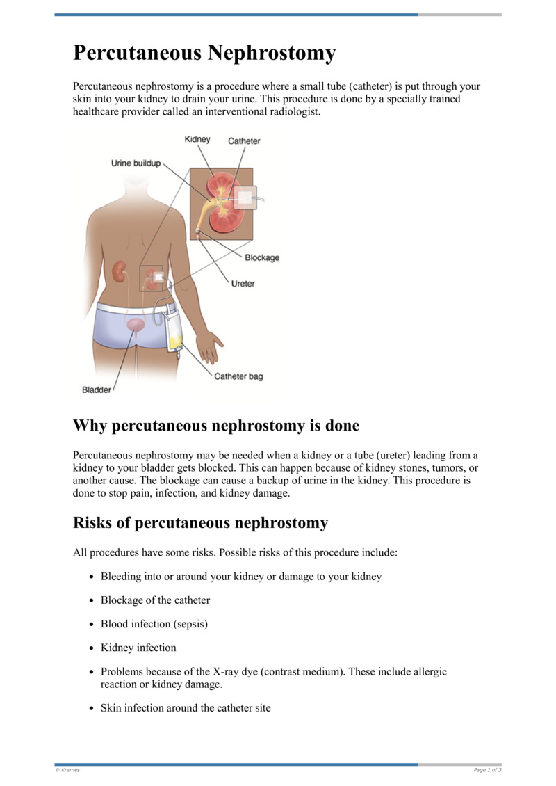 Nephrostomy Tube Care Nephrostomy Tube Care