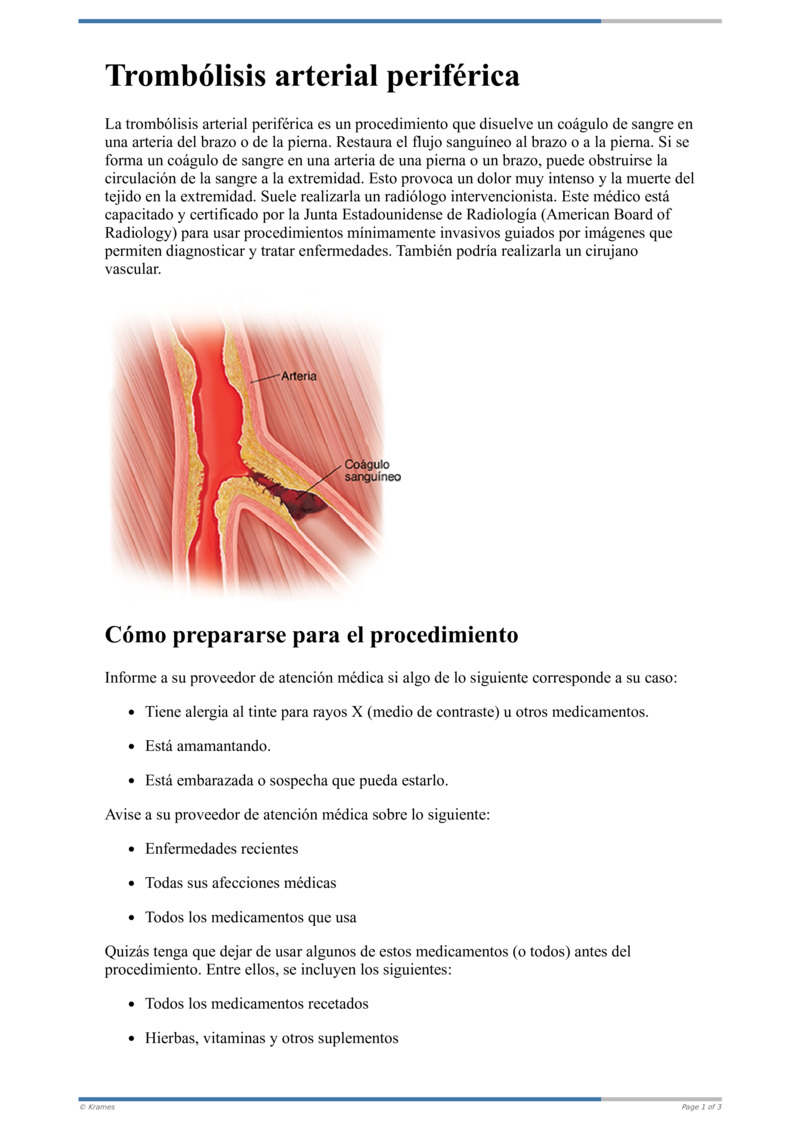 Text - Trombólisis arterial periférica - HealthClips Online