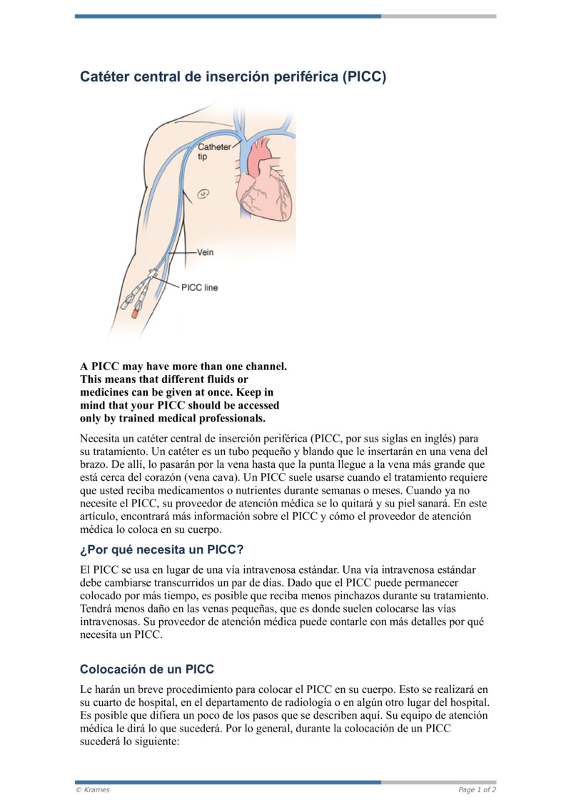 PDF - Catéter central de inserción periférica (PICC) - HealthClips Online