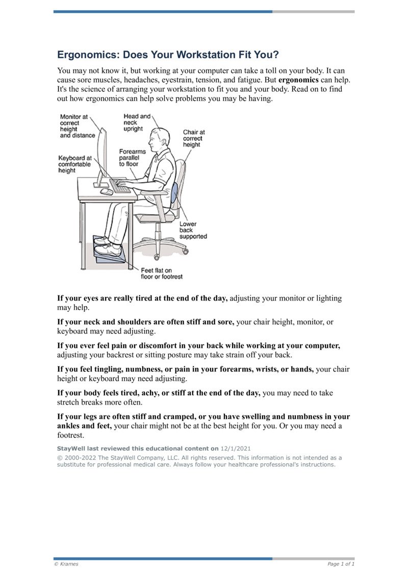 PDF - Ergonomics: Does Your Workstation Fit You? - HealthClips Online