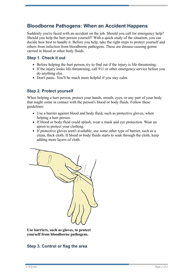 PDF - Bloodborne Pathogens: When an Accident Happens - HealthClips Online