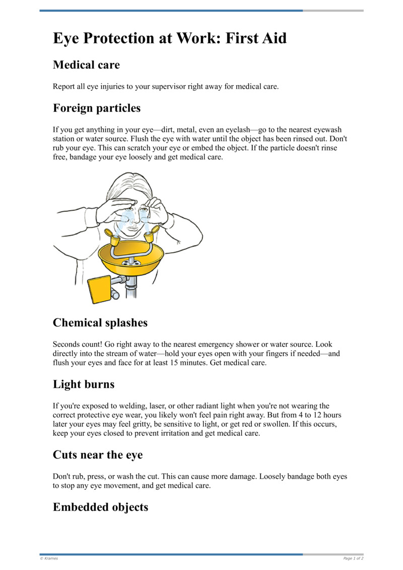 Text - Eye Protection at Work: First Aid - HealthClips Online