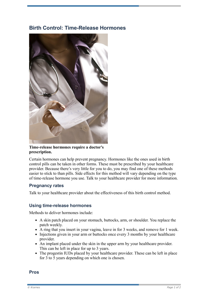 PDF - Birth Control: Time-Release Hormones - HealthClips Online