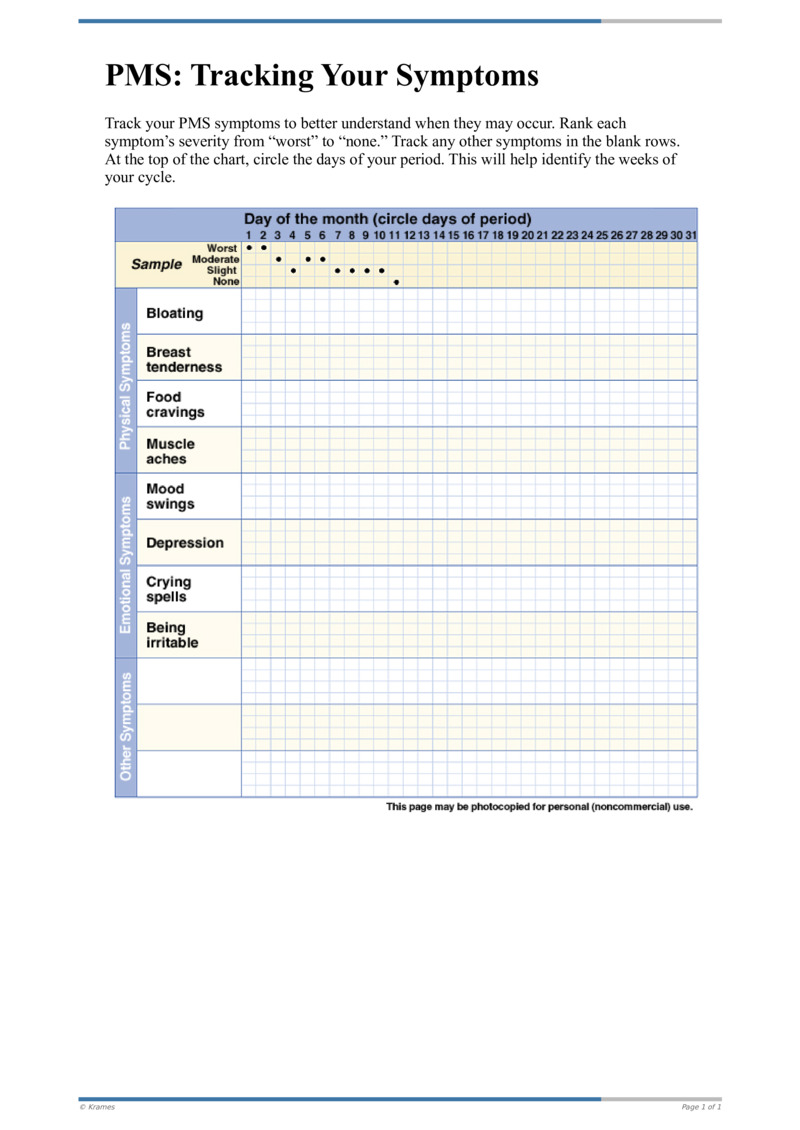 Text - PMS: Tracking Your Symptoms - HealthClips Online