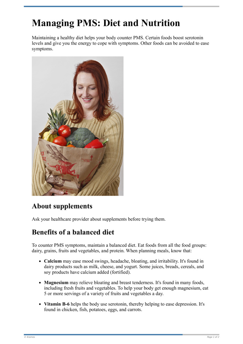 Text - Managing PMS: Diet and Nutrition - HealthClips Online