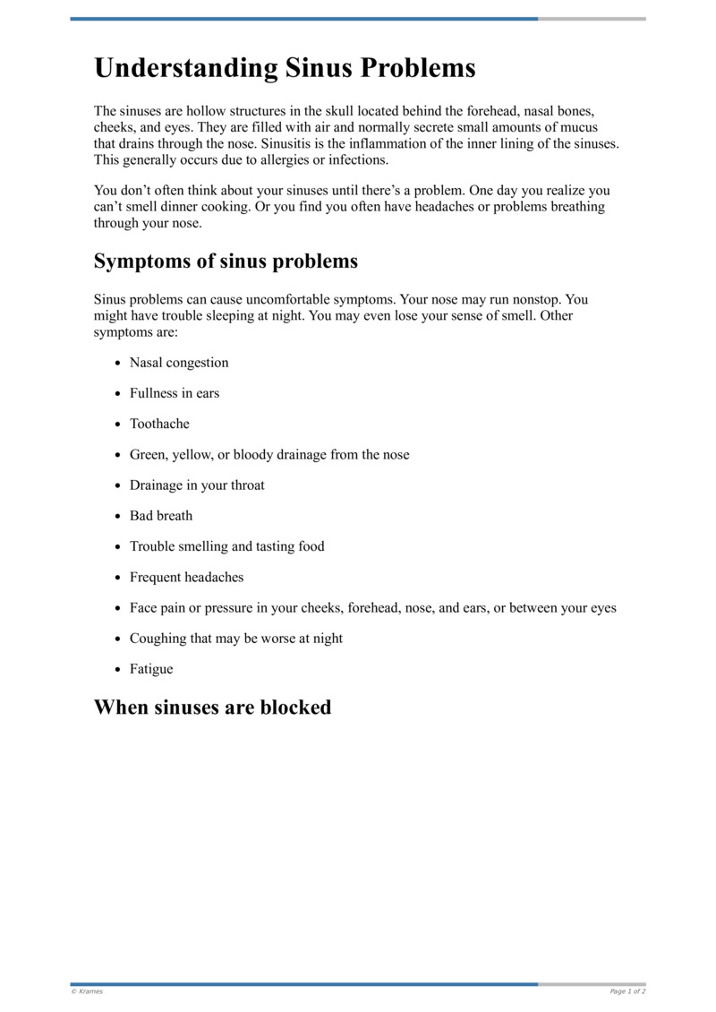 Text - Understanding Sinus Problems - HealthClips Online