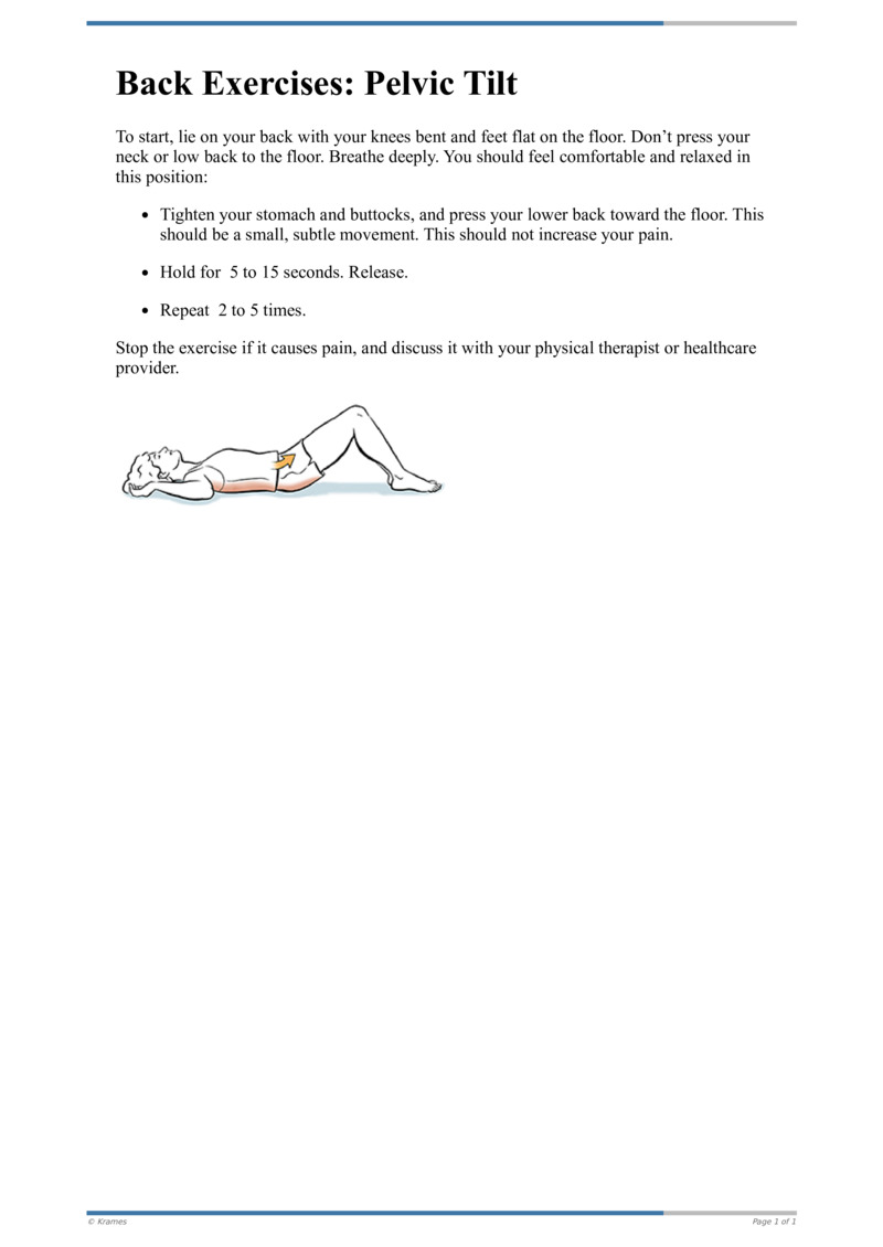 Text - Back Exercises: Pelvic Tilt - HealthClips Online