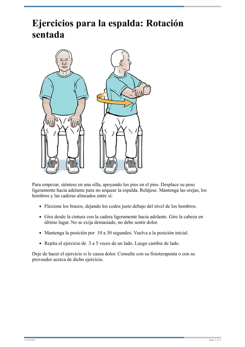 Text - Ejercicios para la espalda: Rotación sentada - HealthClips Online