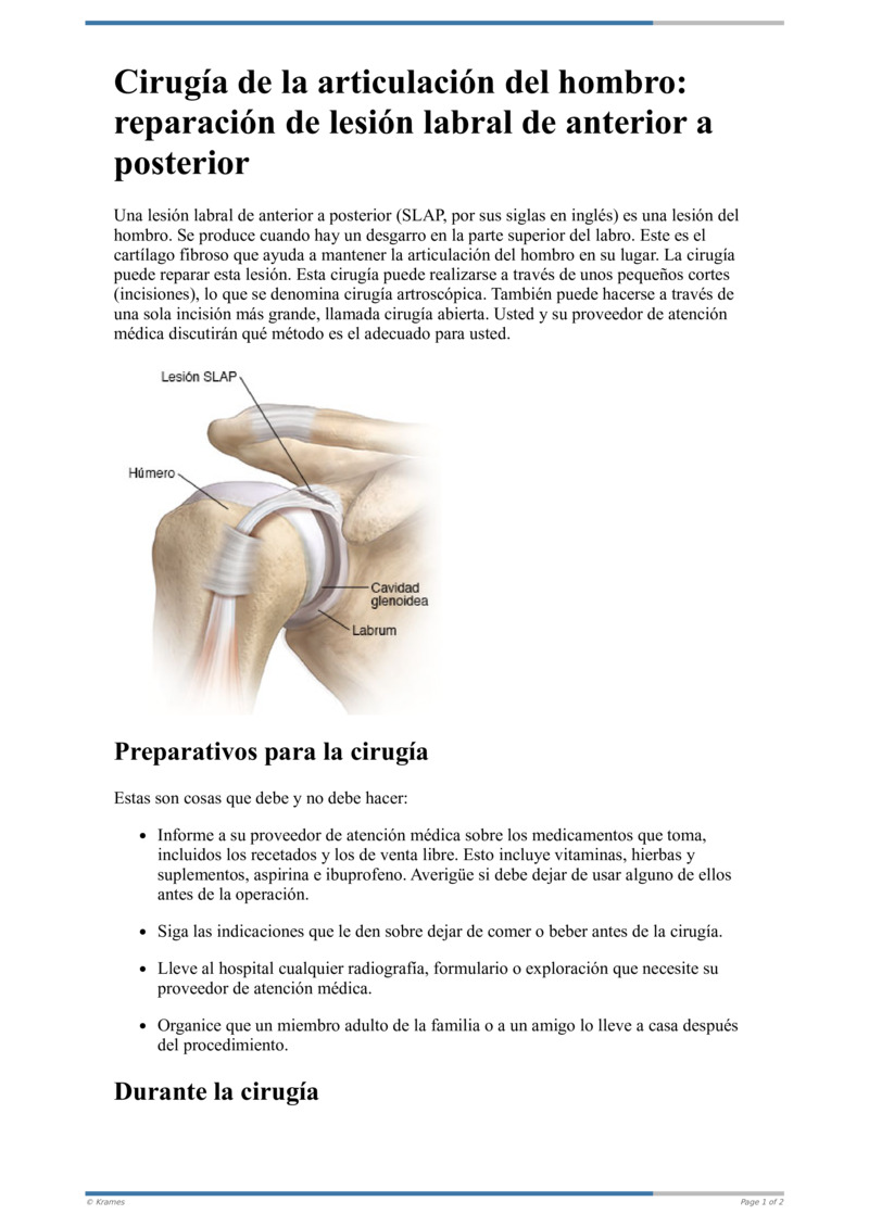 Text - Cirugía de la articulación del hombro: reparación de lesión ...