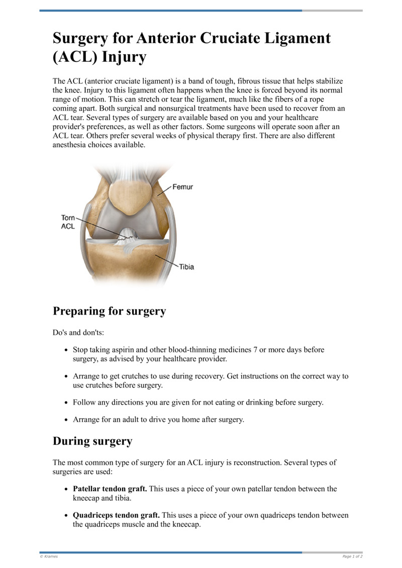 Text - Surgery for Anterior Cruciate Ligament (ACL) Injury ...