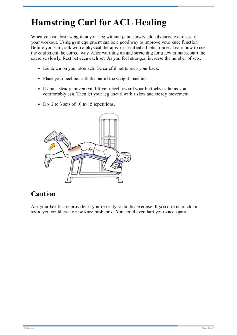 Text - Hamstring Curl for ACL Healing - HealthClips Online