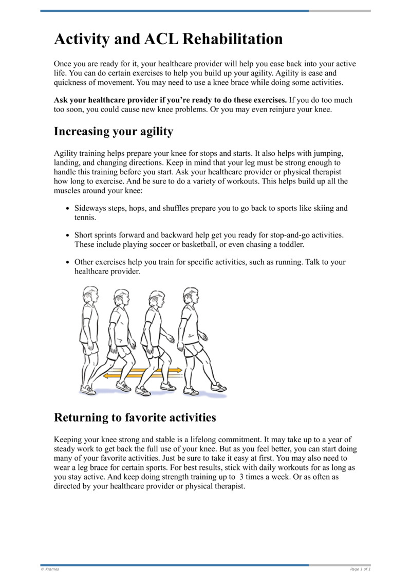 Text - Activity and ACL Rehabilitation - HealthClips Online