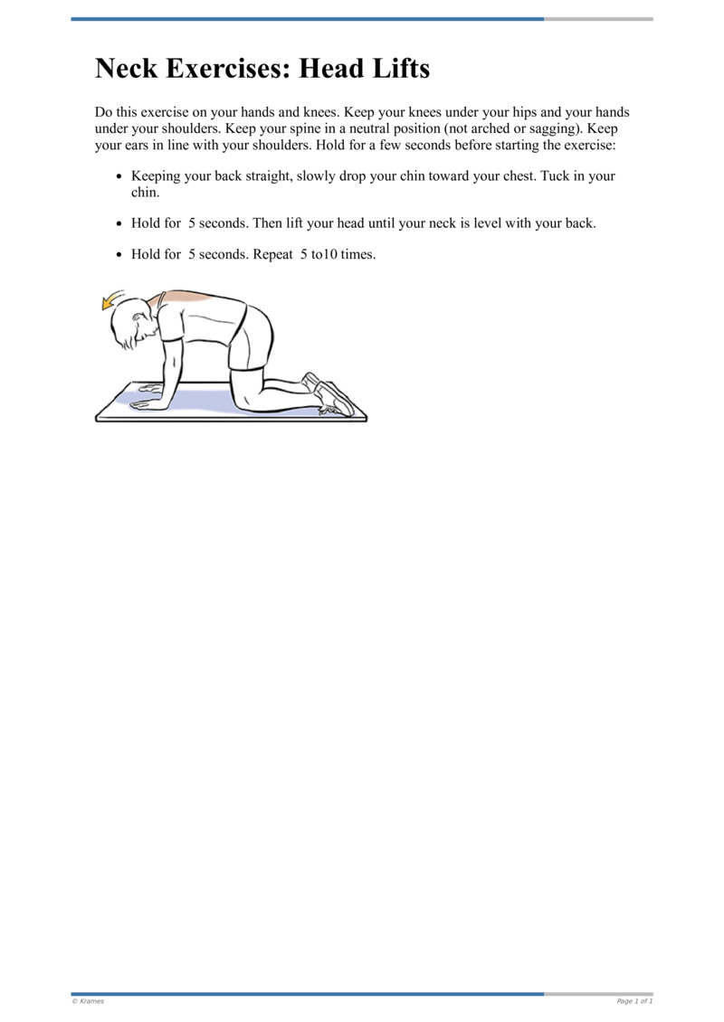 Text - Neck Exercises: Head Lifts - HealthClips Online
