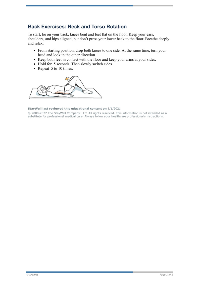 PDF - Back Exercises- Neck and Torso Rotation - HealthClips Online