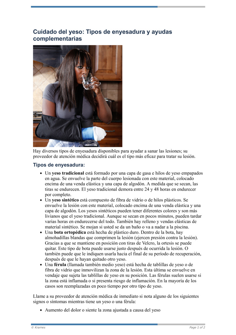 PDF - Cuidado del yeso: Tipos de enyesadura y ayudas complementarias ...