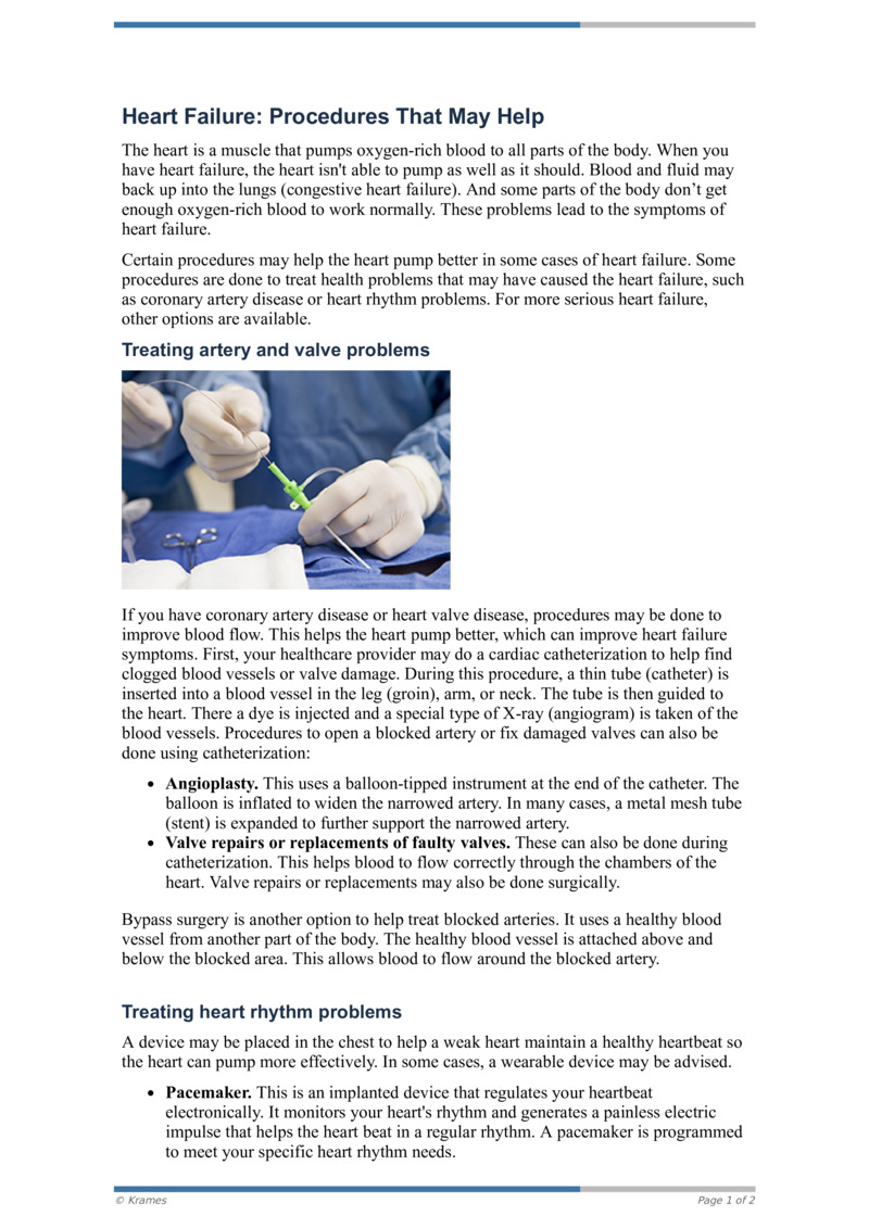 PDF - Heart Failure: Procedures That May Help - HealthClips Online