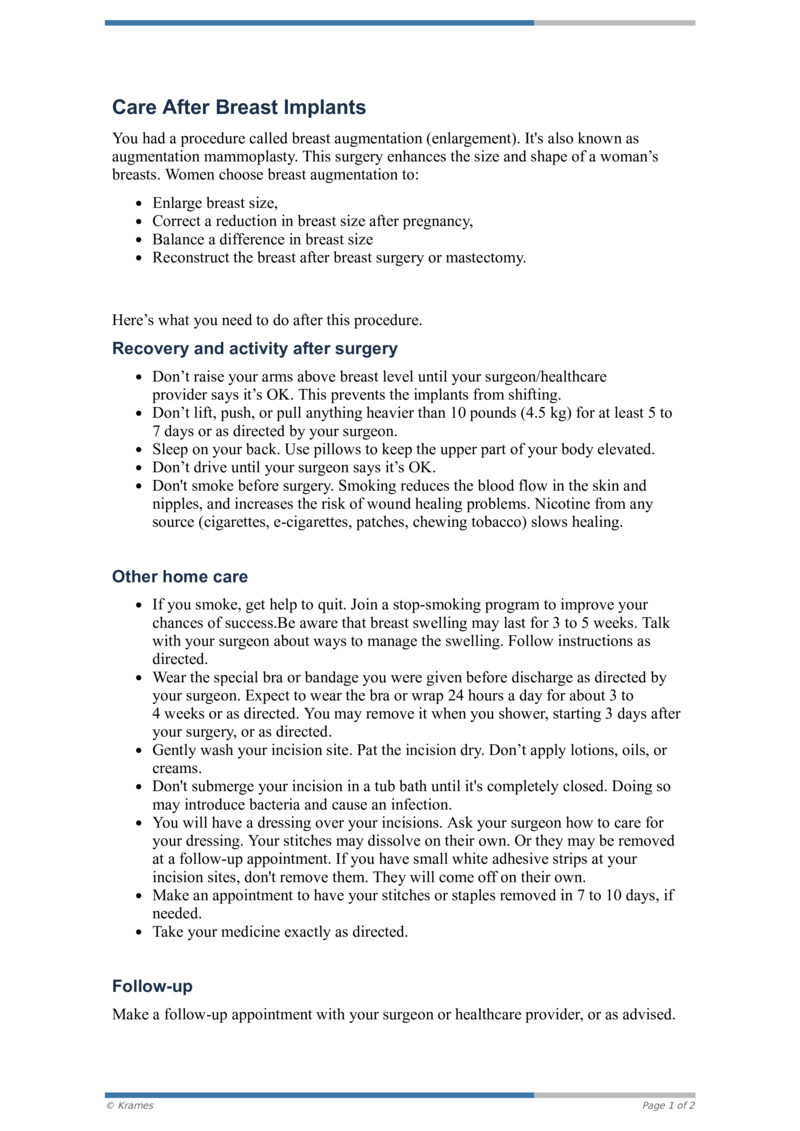 PDF Care After Breast Implants HealthClips Online