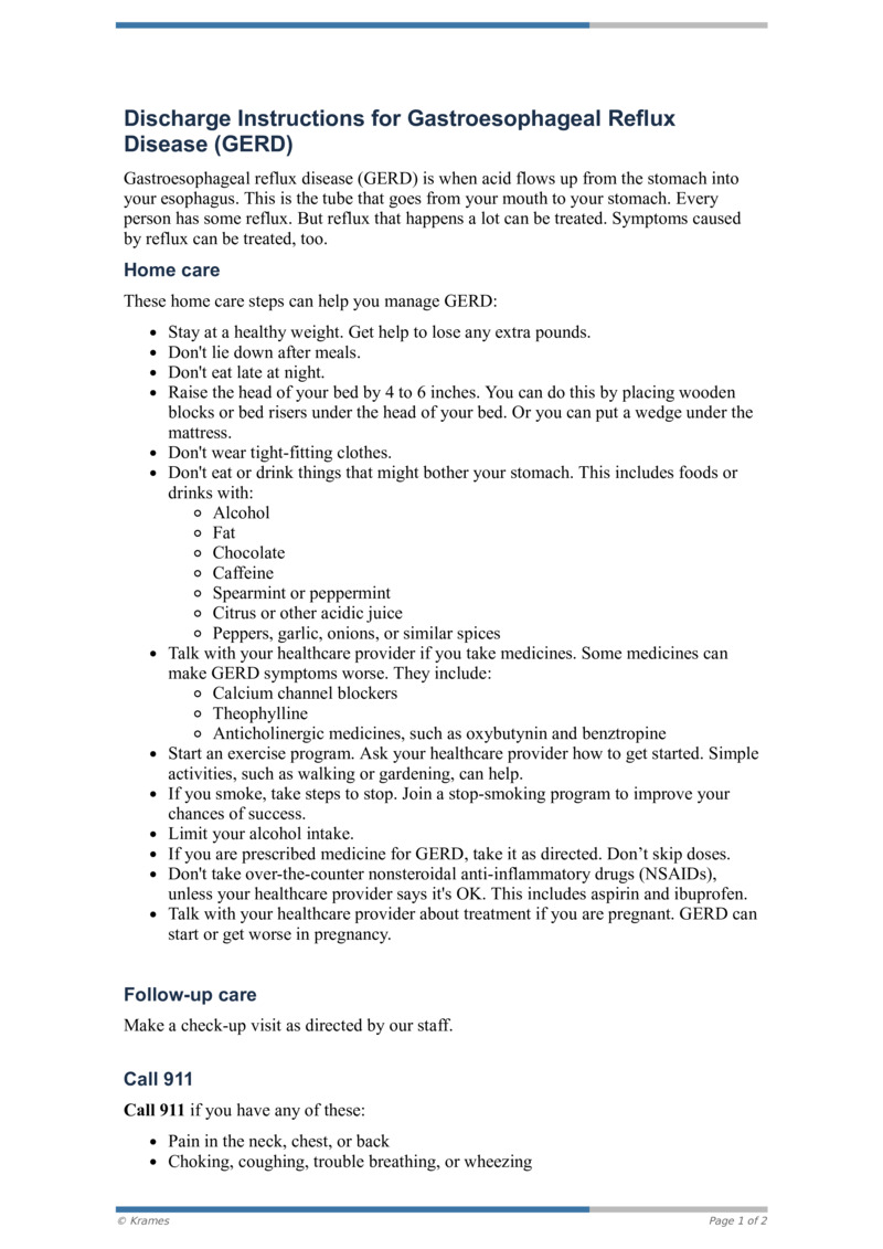 PDF - Discharge Instructions for Gastroesophageal Reflux Disease (GERD ...