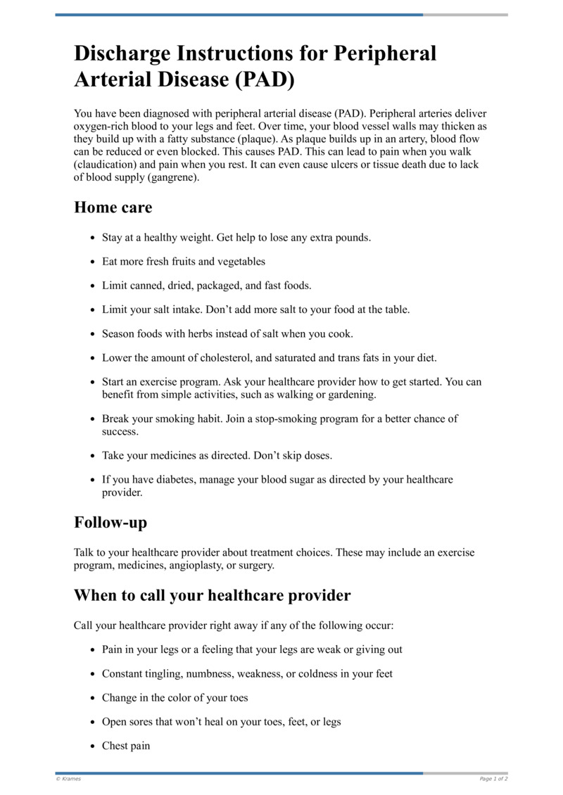 PDF Discharge Instructions For Peripheral Arterial Disease PAD pdf-discharge-instructions-for-peripheral-arterial-disease-pad