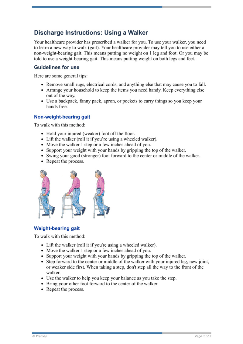 PDF Discharge Instructions Using A Walker HealthClips Online PDF Discharge Instructions Using A Walker HealthClips Online