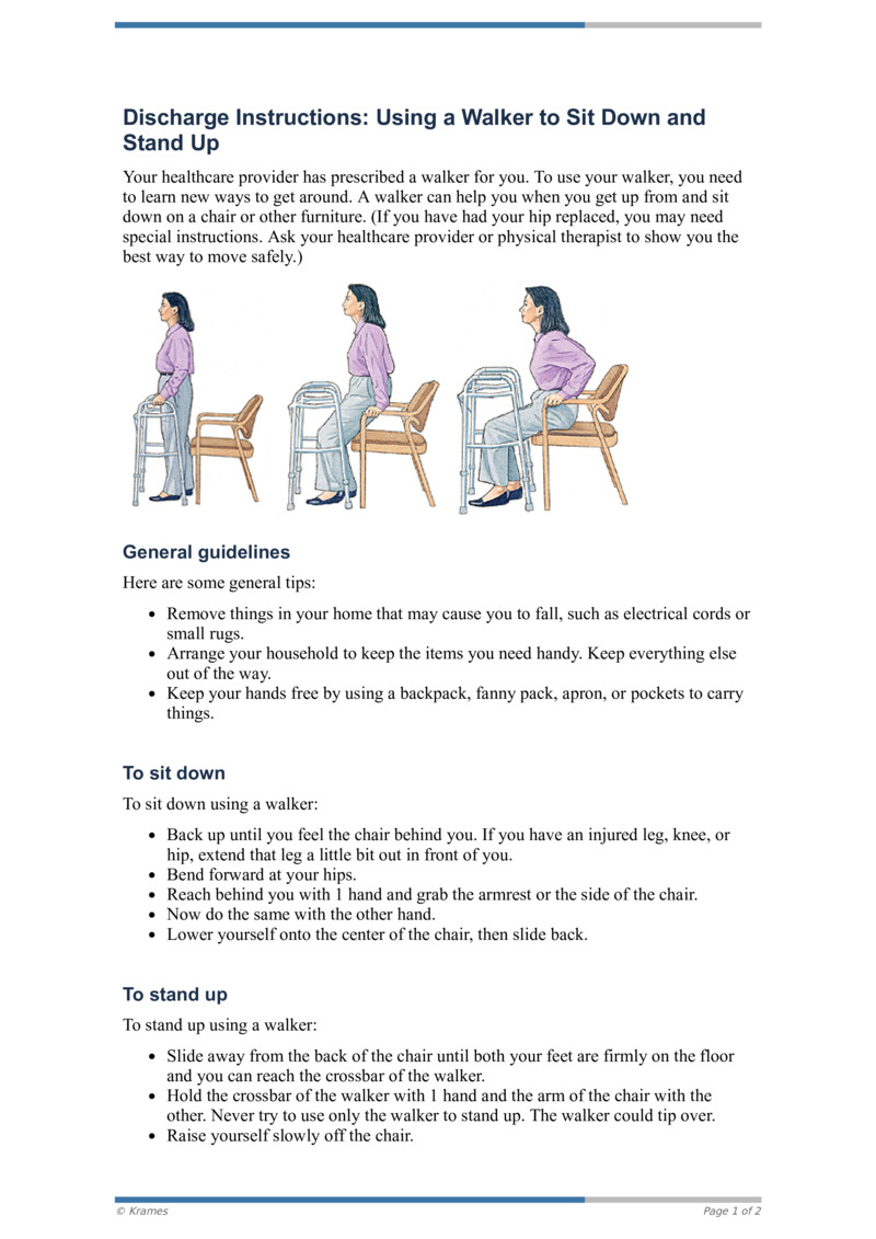 PDF - Discharge Instructions: Using a Walker to Get Up and Down from a ...