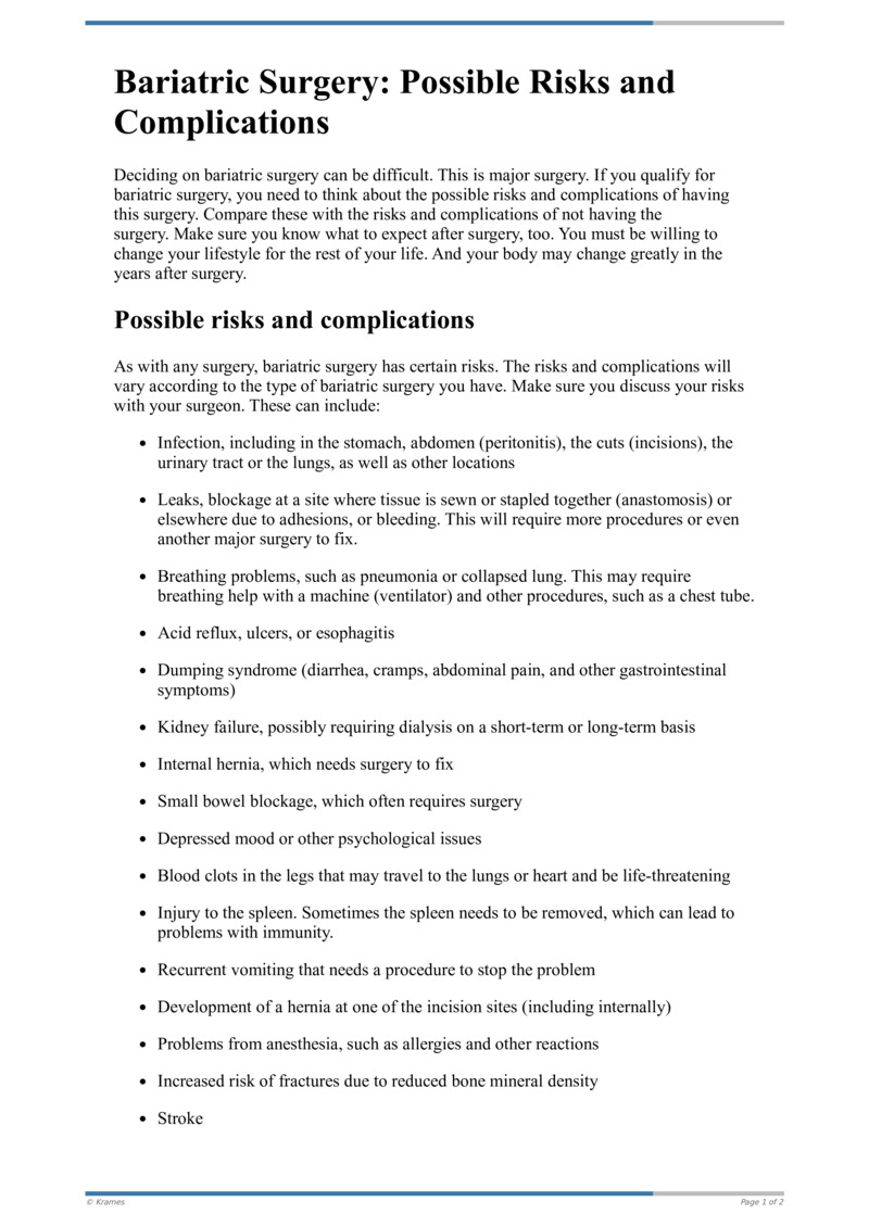 Text - Bariatric Surgery: Possible Risks and Complications ...